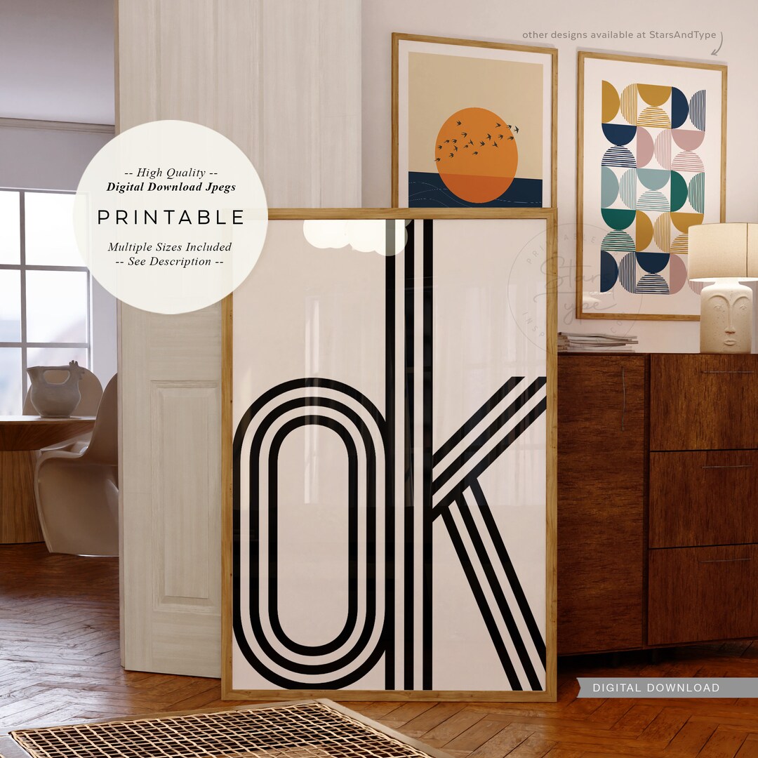 OK Art PRINTABLE, Okay, Bold Statement Gallery Wall Art, Modern Black ...