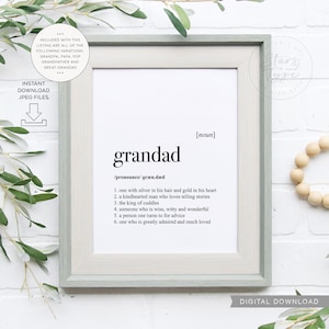 Grandad Definition PRINTABLE Art Grandfather Grandpa | Etsy