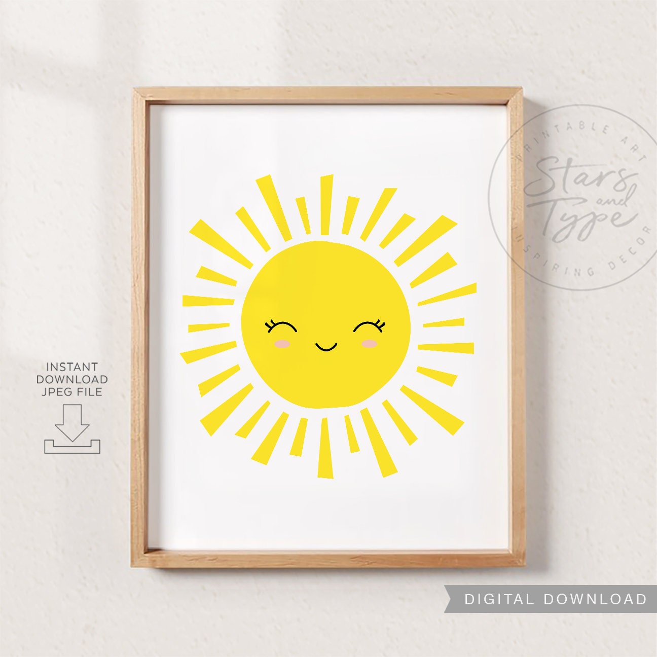 Sun Shining Happy Smiling Yellow Sunshine PRINTABLE Wall | Etsy
