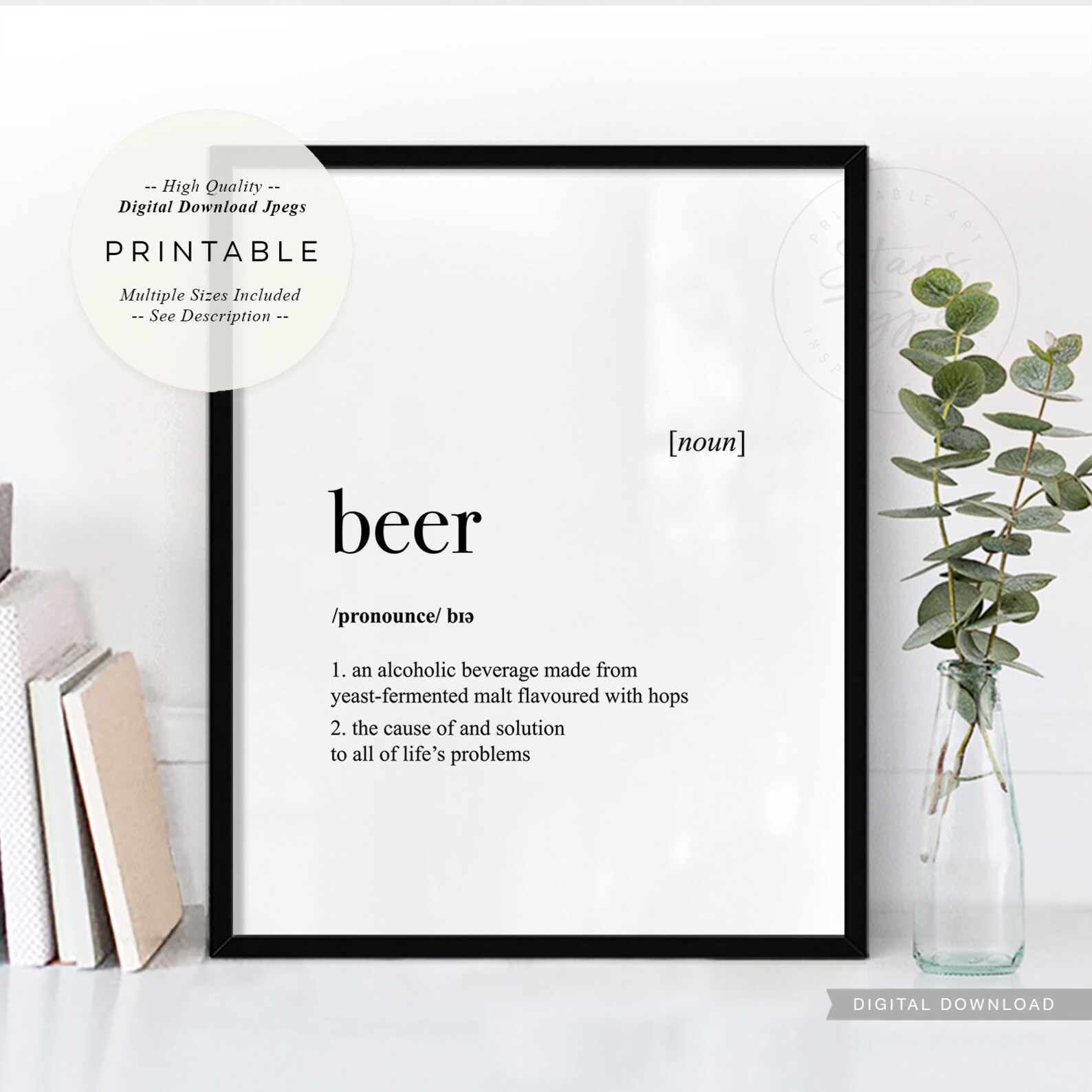 Beer Definition PRINTABLE Art Kitchen Decor Fun Husband - Etsy UK