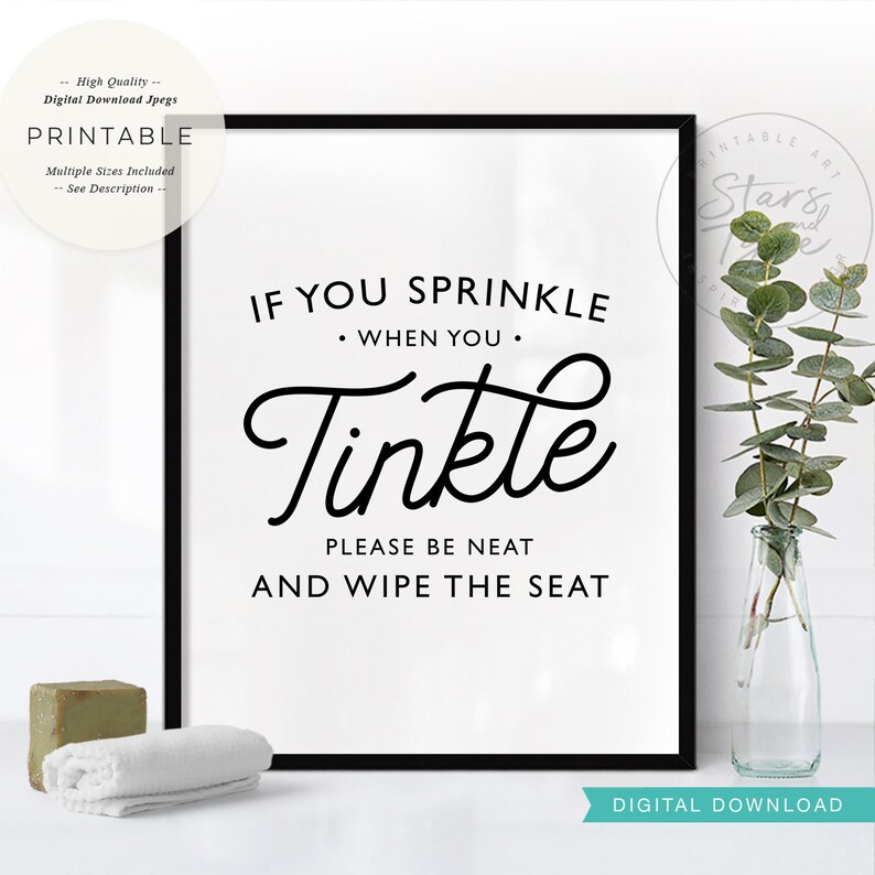 If You Sprinkle When You Tinkle PRINTABLE Art Wipe the Seat | Etsy