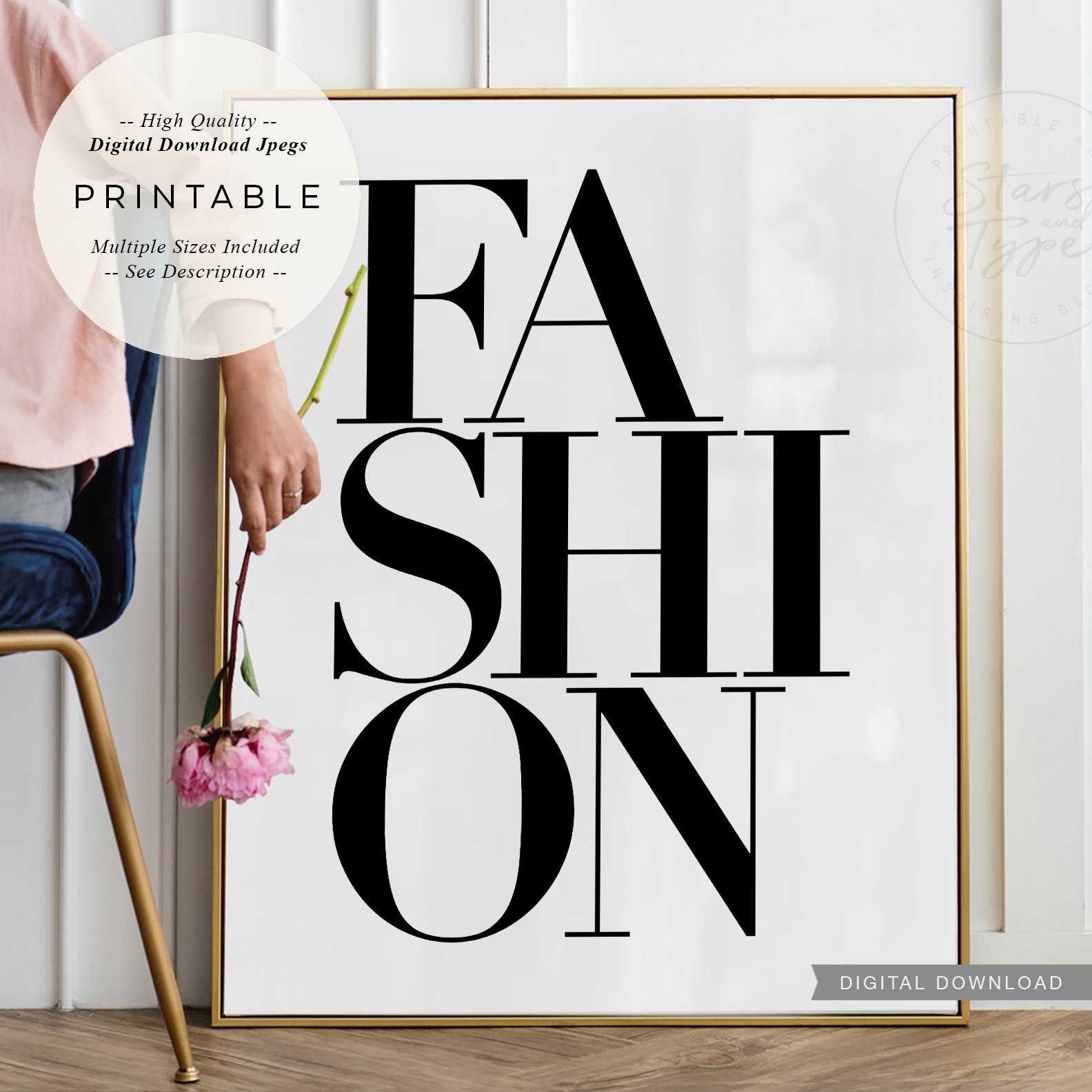 Fashion Typography PRINTABLE Art Gallery Wall Black and - Etsy UK