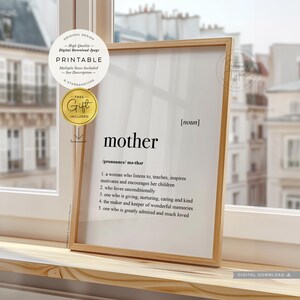 Mother Definition, PRINTABLE Art, Mother's Day Gift, Dictionary Meaning ...