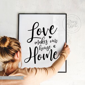 Love Makes Our House A Home, PRINTABLE Wall Art, Home Sign Quote ...