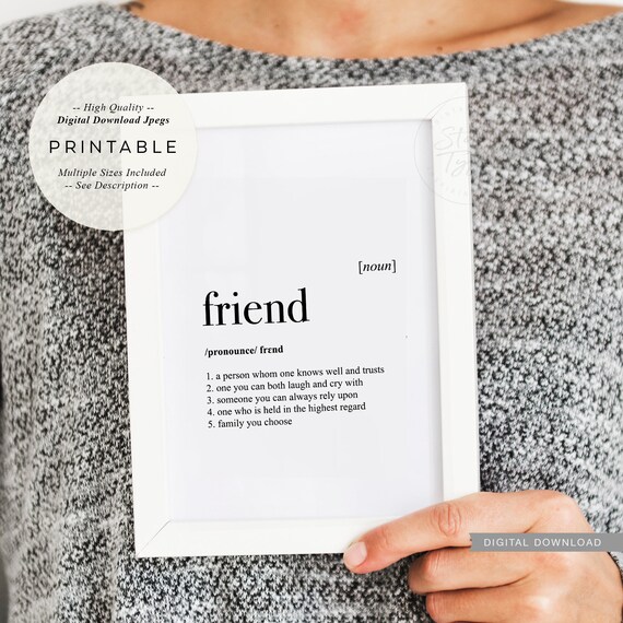 Friend Dictionary PRINTABLE Art Definition Meaning Special | Etsy