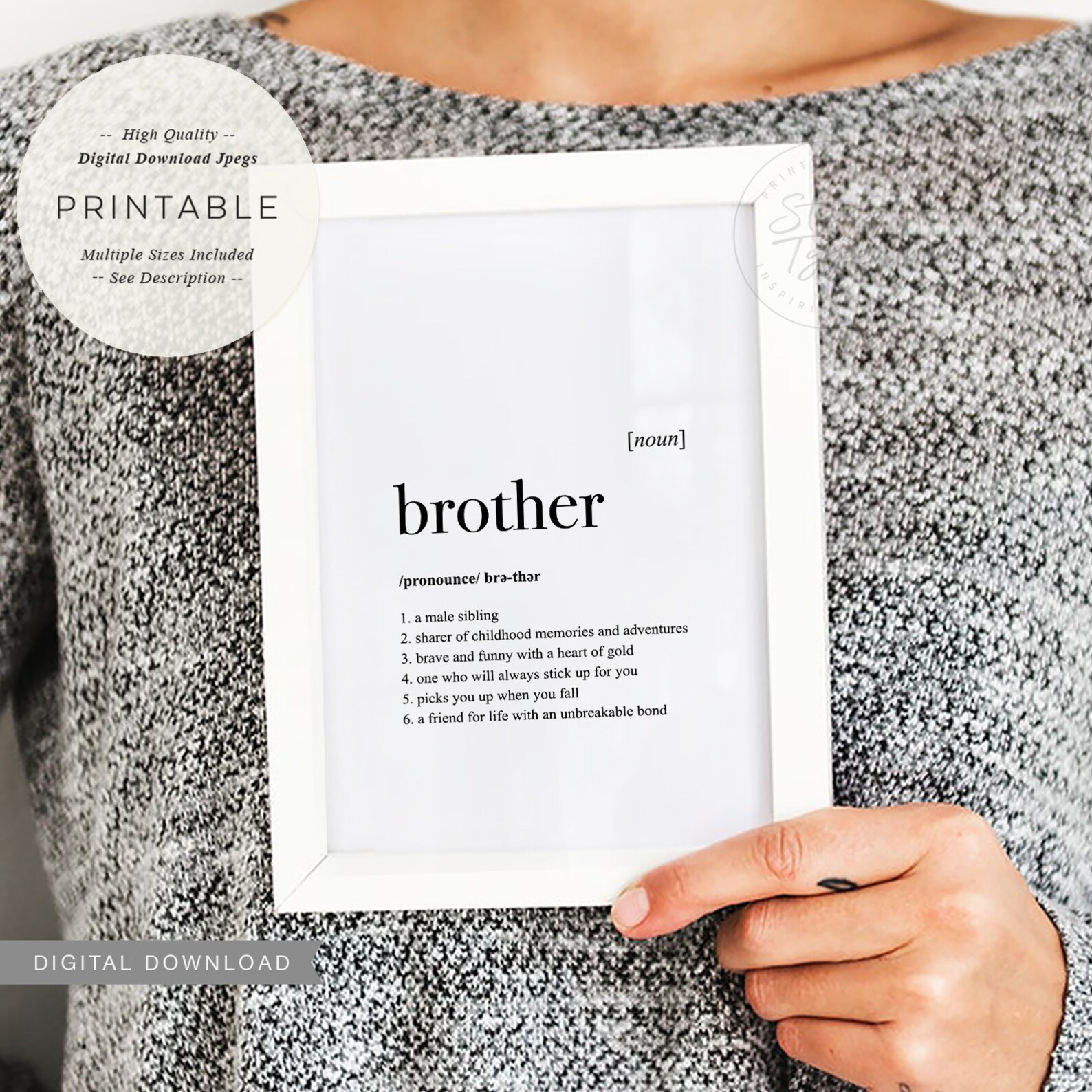 Brother Definition PRINTABLE Art Dictionary Meaning Special - Etsy UK