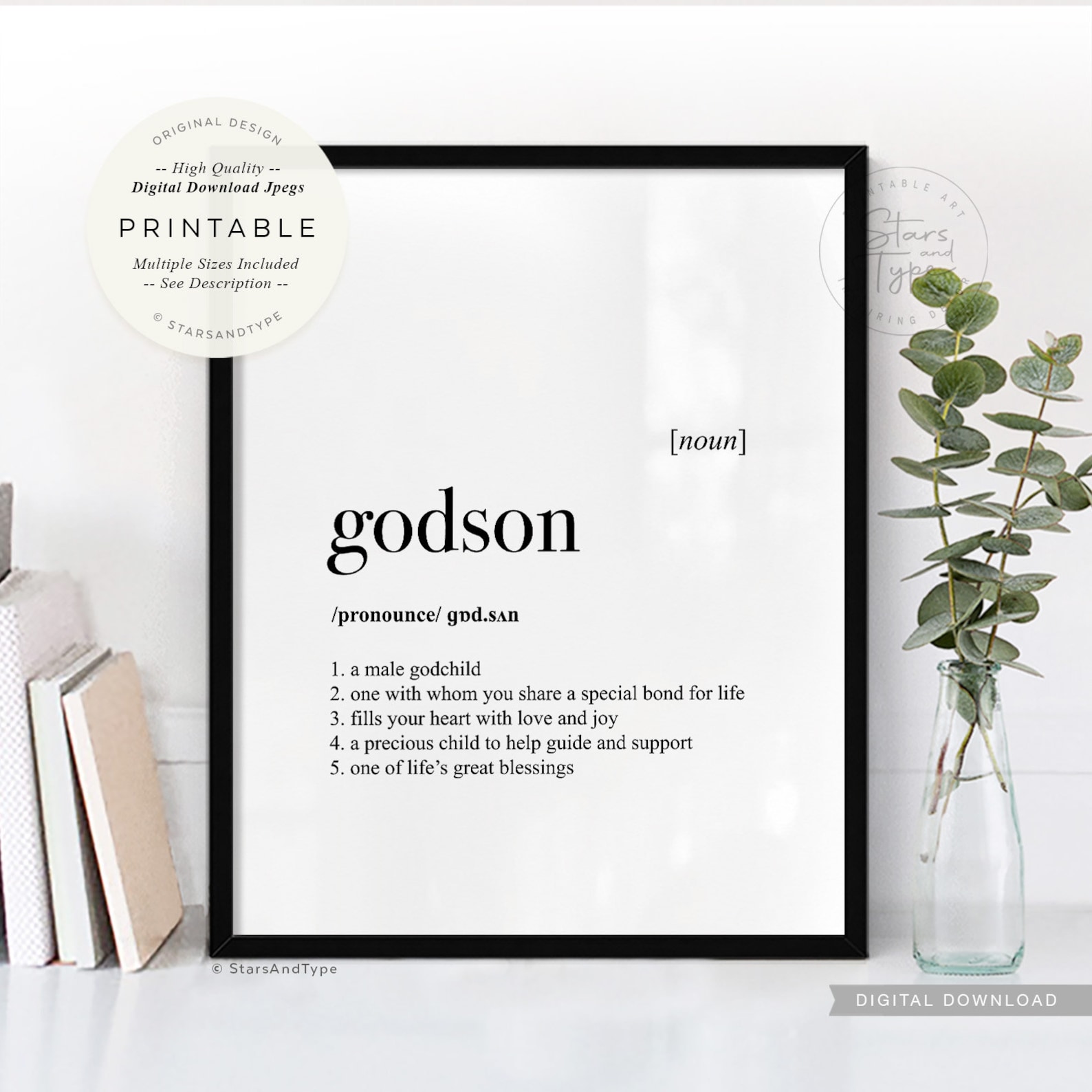 Godson Definition, PRINTABLE Art, Dictionary Meaning, Baptism ...