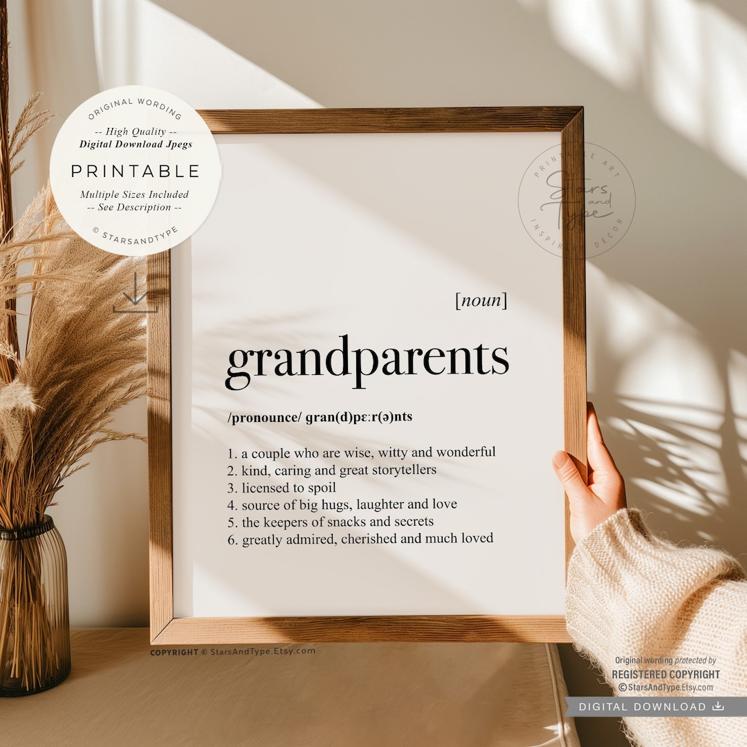 Grandparents Definition, PRINTABLE Art, Grandparent Grandmother Grandad ...