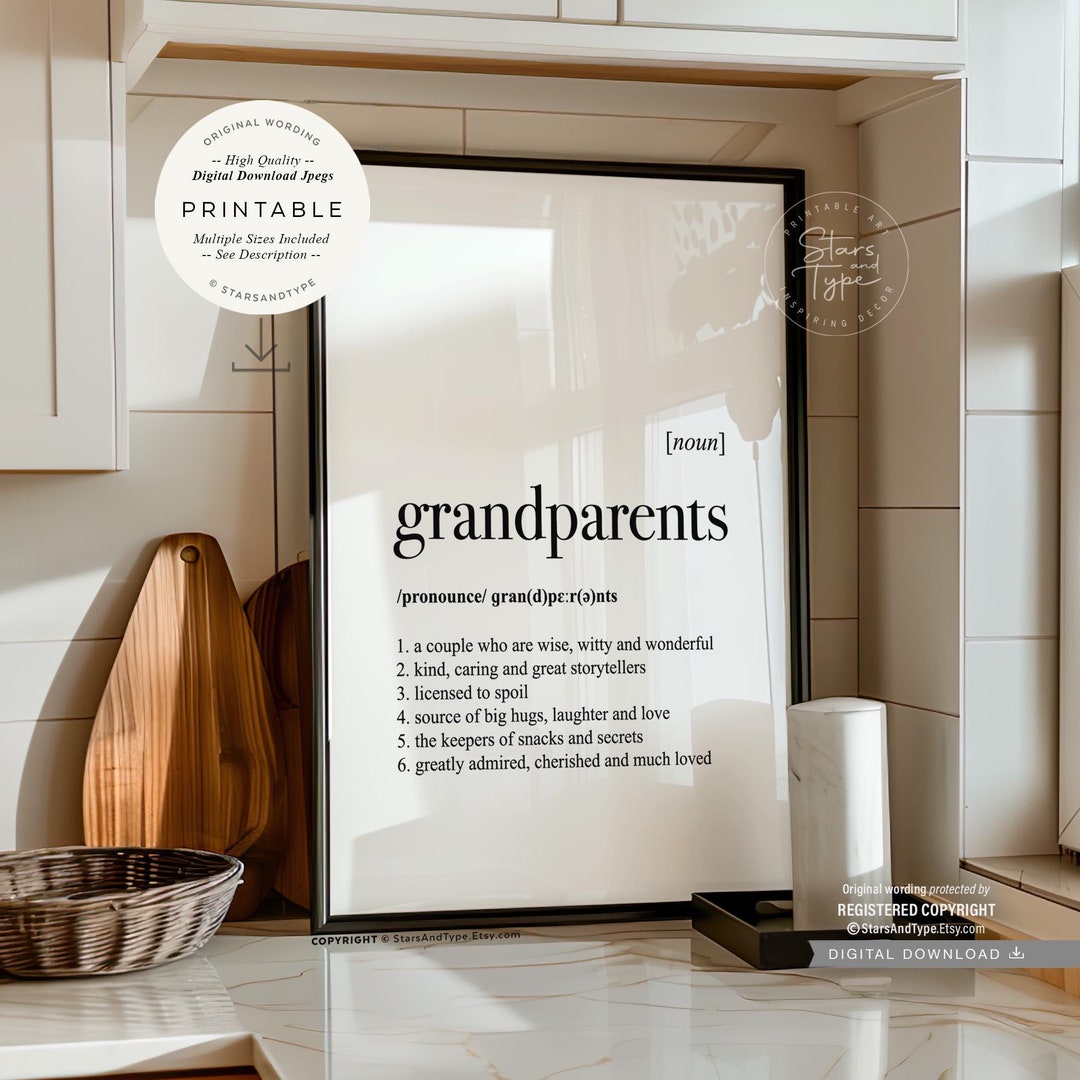 Grandparents Definition, PRINTABLE Art, Grandparent Grandmother Grandad ...