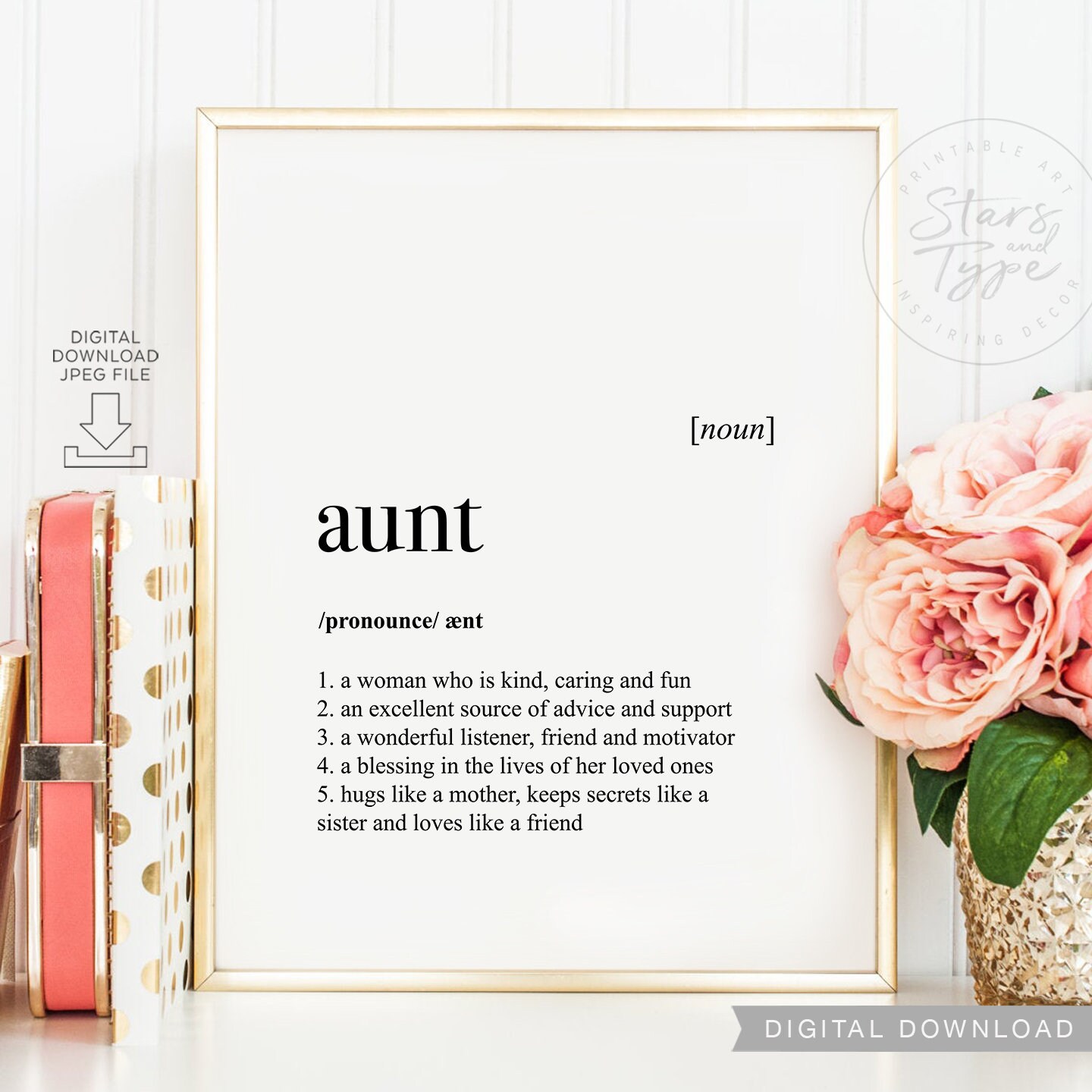 Auntie Definition PRINTABLE Art Gift for Aunt Mothers Day - Etsy