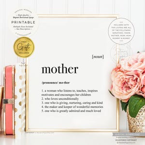 Mother Definition, PRINTABLE Art, Mother's Day Gift, Mom Mum Mommy ...