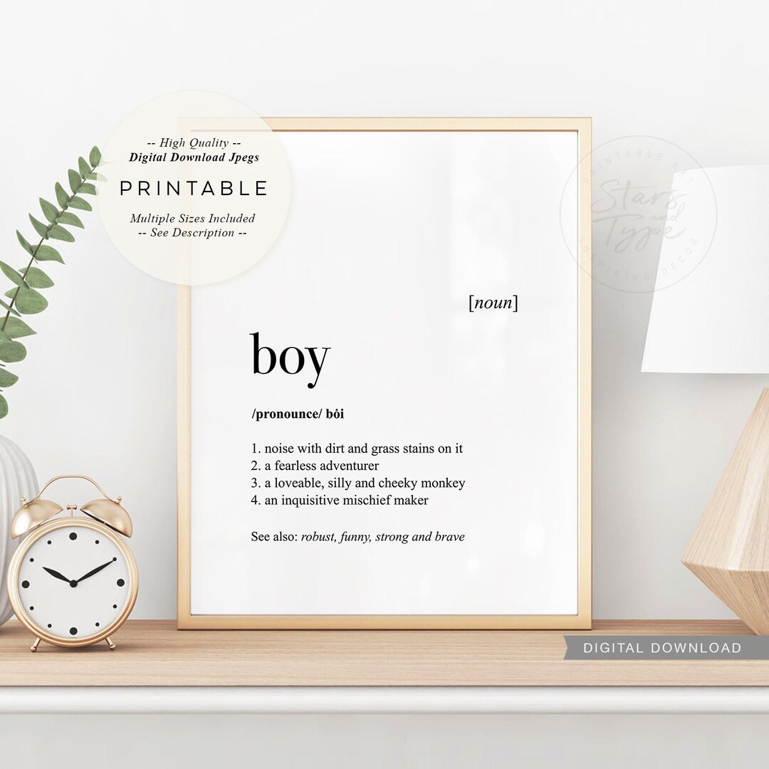 Boy Definition, PRINTABLE Art, Boys Baby Shower, Baptism Gift, Bedroom ...