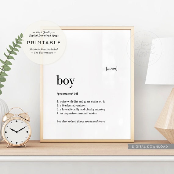 Boy Definition PRINTABLE Art Boys Baby Shower Baptism Gift | Etsy