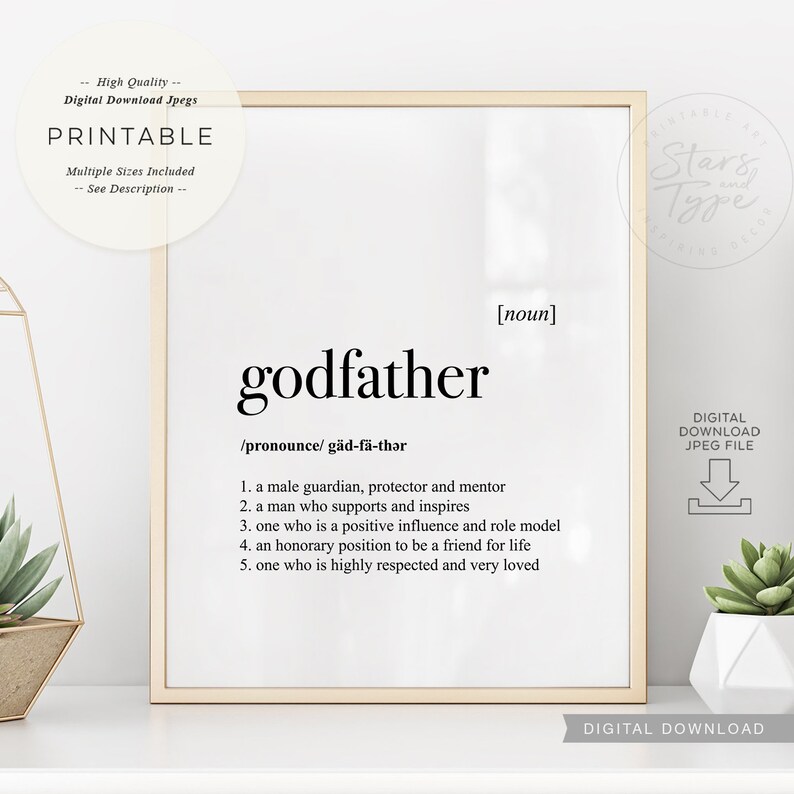 Godfather Definition PRINTABLE Art God Father Baptism | Etsy UK