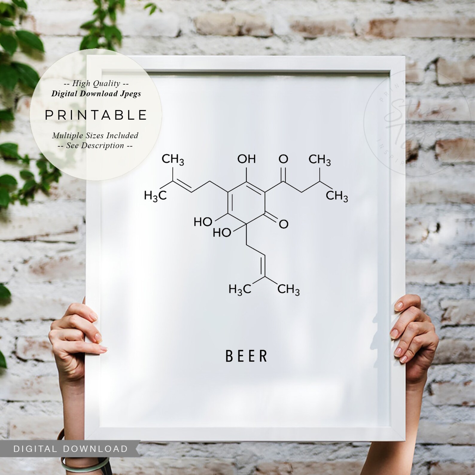 Beer Molecule PRINTABLE Wall Art Molecule Science Chemistry - Etsy