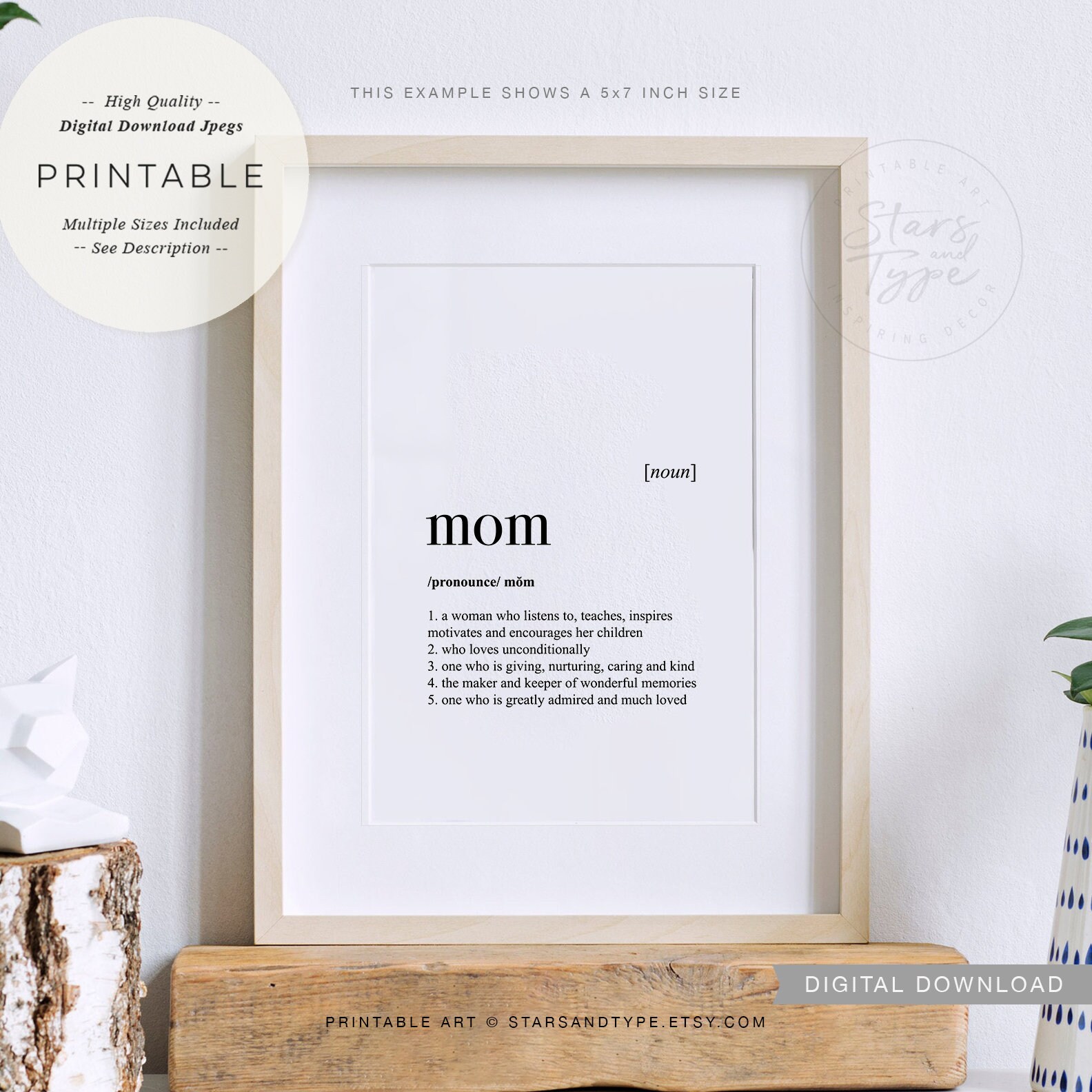 Mom Definition PRINTABLE Art Mother's Day Gift | Etsy