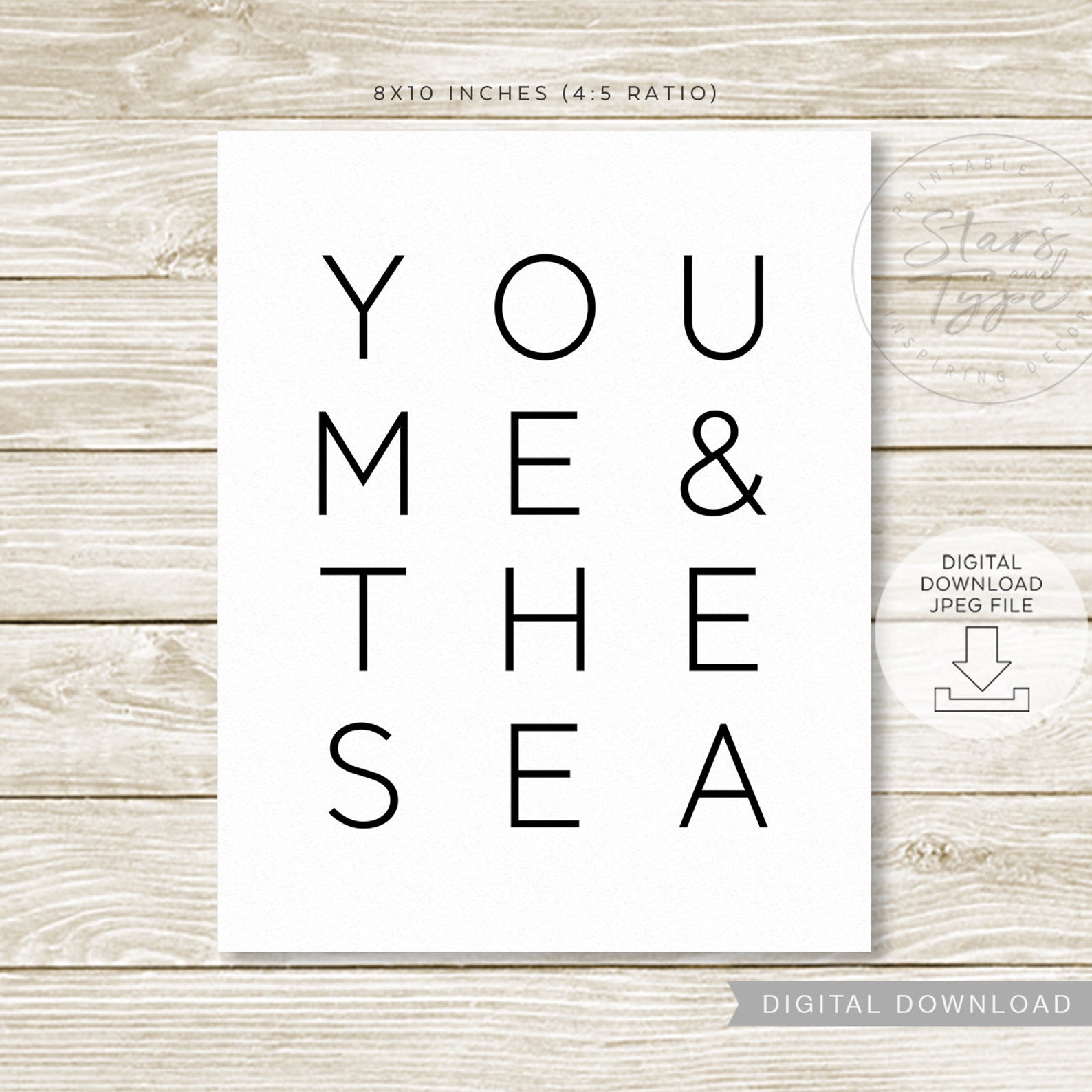 You Me And The Sea PRINTABLE Wall ART Coastal Living Beach | Etsy