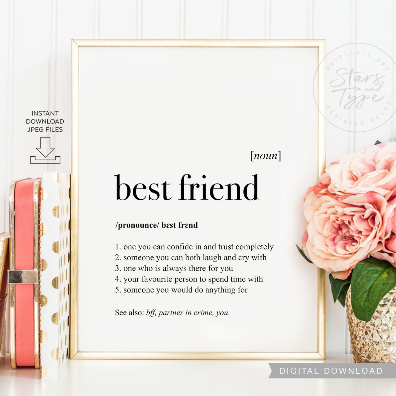 Best Friend Definition PRINTABLE Art Special Bestie BFF Best | Etsy