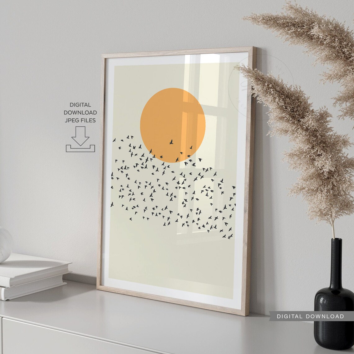 Flock of Birds PRINTABLE Art Flying Birds Over Sun Rise - Etsy