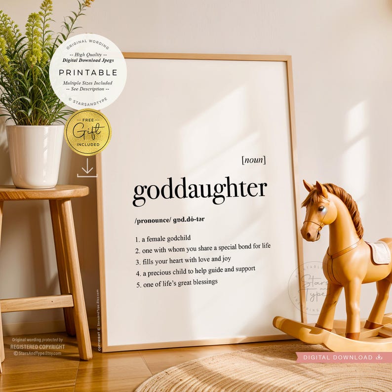 Goddaughter Definition, PRINTABLE Art, Godchild Special Baptism ...