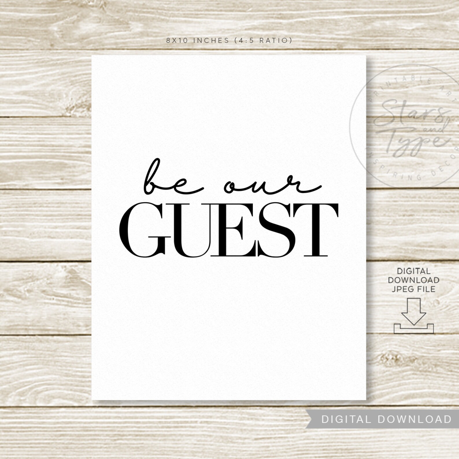 Be Our Guest PRINTABLE Wall Art Entranceway Welcome Sign | Etsy UK