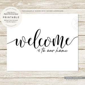 Welcome to Our Home, PRINTABLE Wall Art, Family Home Welcome Sign ...