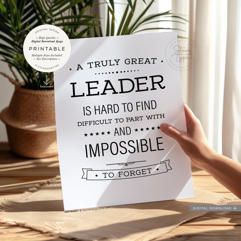 Leader Appreciation Quote, PRINTABLE Office Art, Leaving Gift, Digital ...