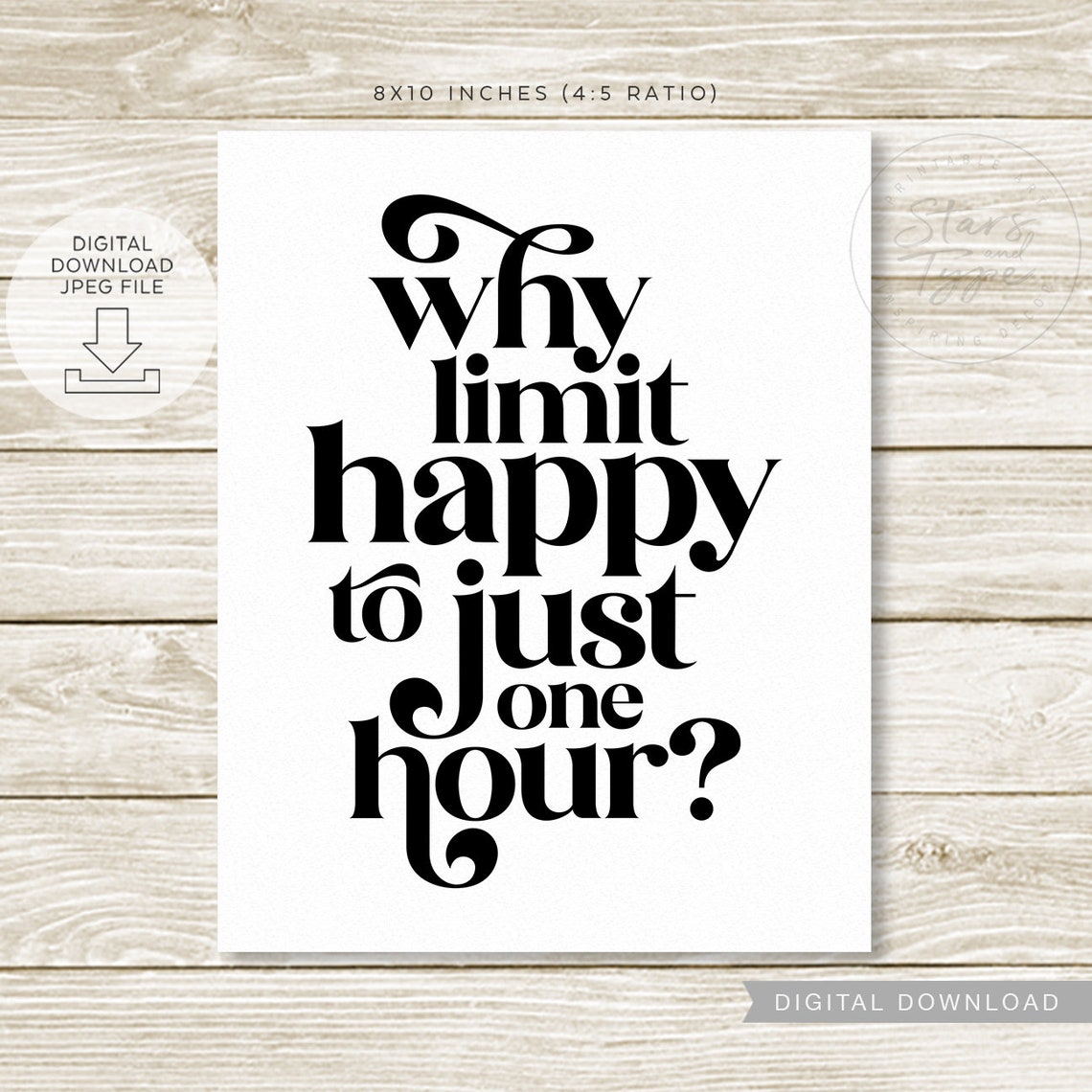 Why Limit Happy To Just One Hour PRINTABLE Art Bar Cart | Etsy