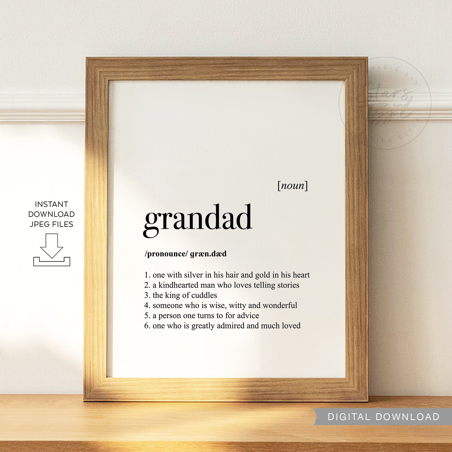 Grandad Definition PRINTABLE Art Grandfather Grandpa | Etsy