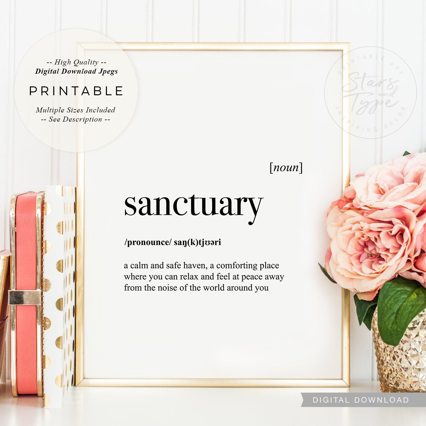 Sanctuary Definition PRINTABLE Art Cosy Comfort Quote Home - Etsy