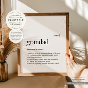Grandad Definition, PRINTABLE Art, Grandfather Great Grandad, Pops ...