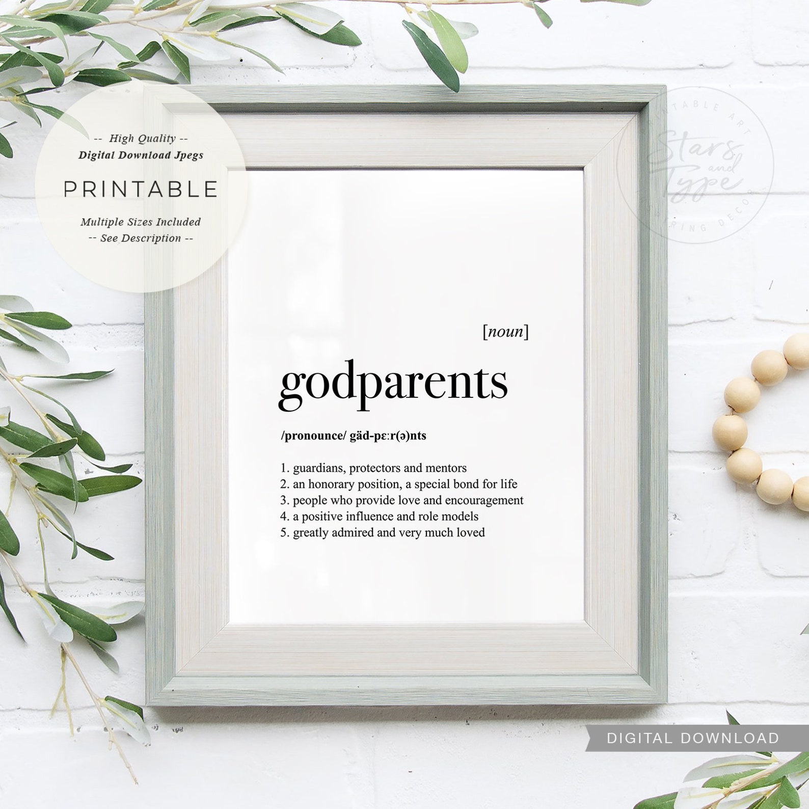 Godparents Definition PRINTABLE Art Godparent Guideparents - Etsy UK