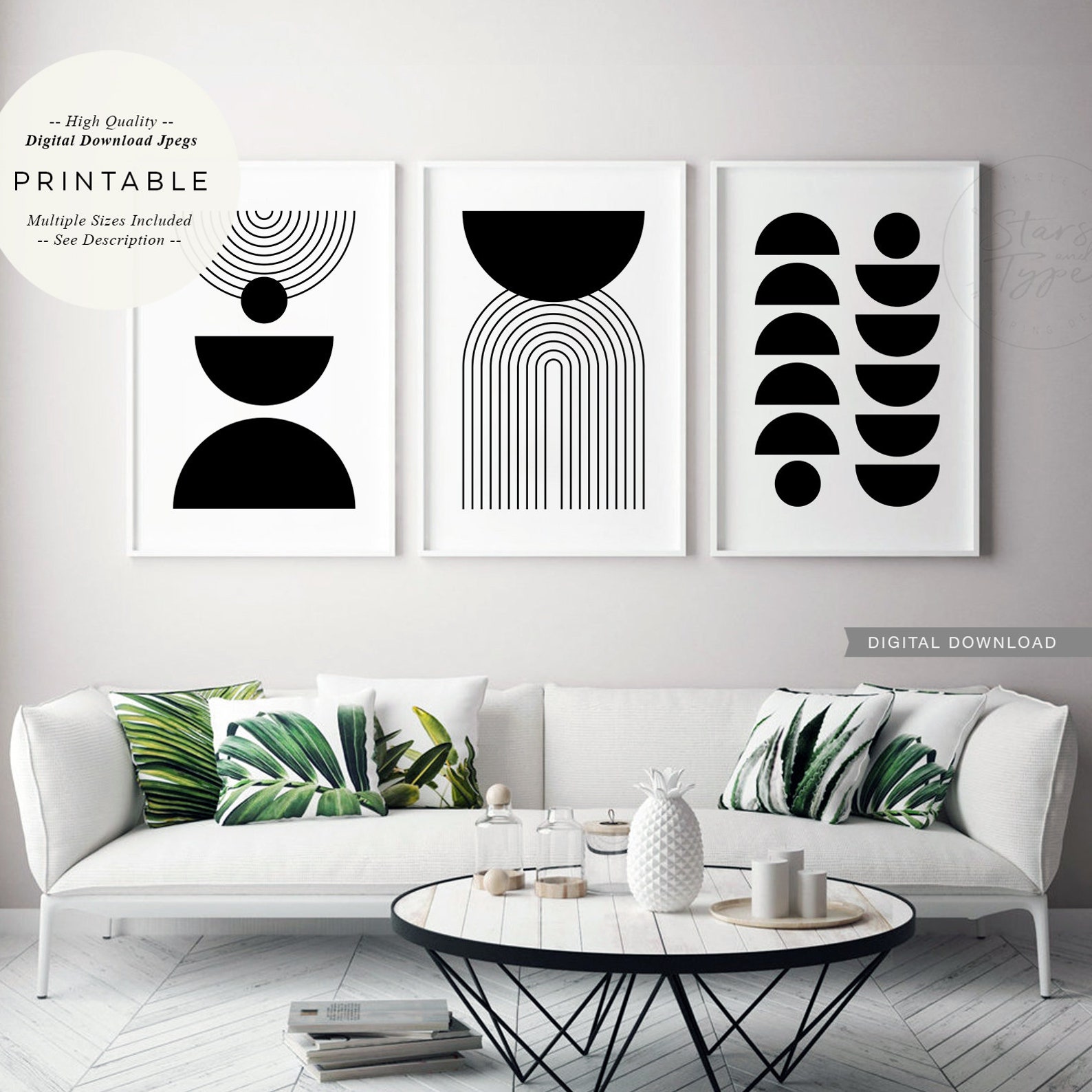 Geometric Arches Mid Century Modern PRINTABLES Set of 3 - Etsy