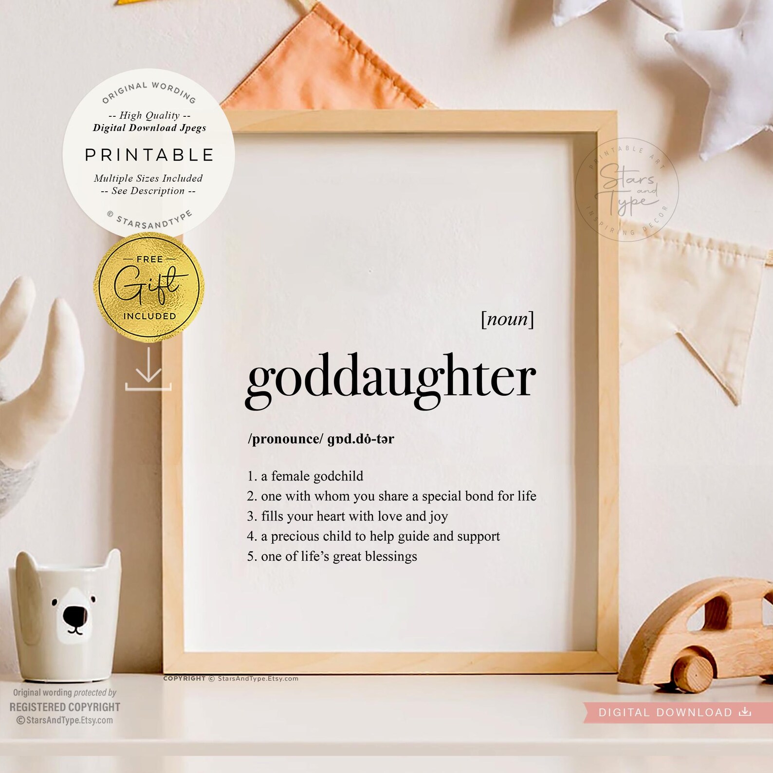 Goddaughter Definition, PRINTABLE Art, Godchild Special Baptism ...