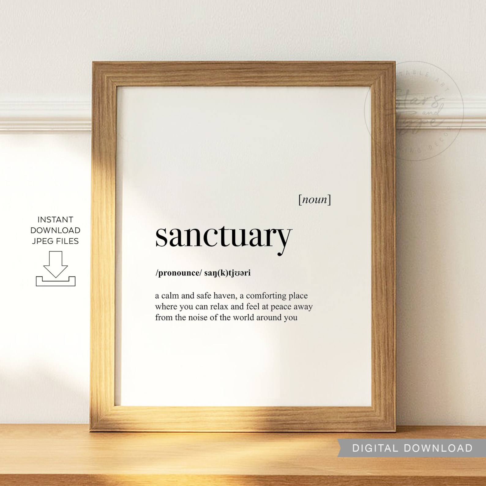 Sanctuary Definition PRINTABLE Art Cosy Comfort Quote Home - Etsy