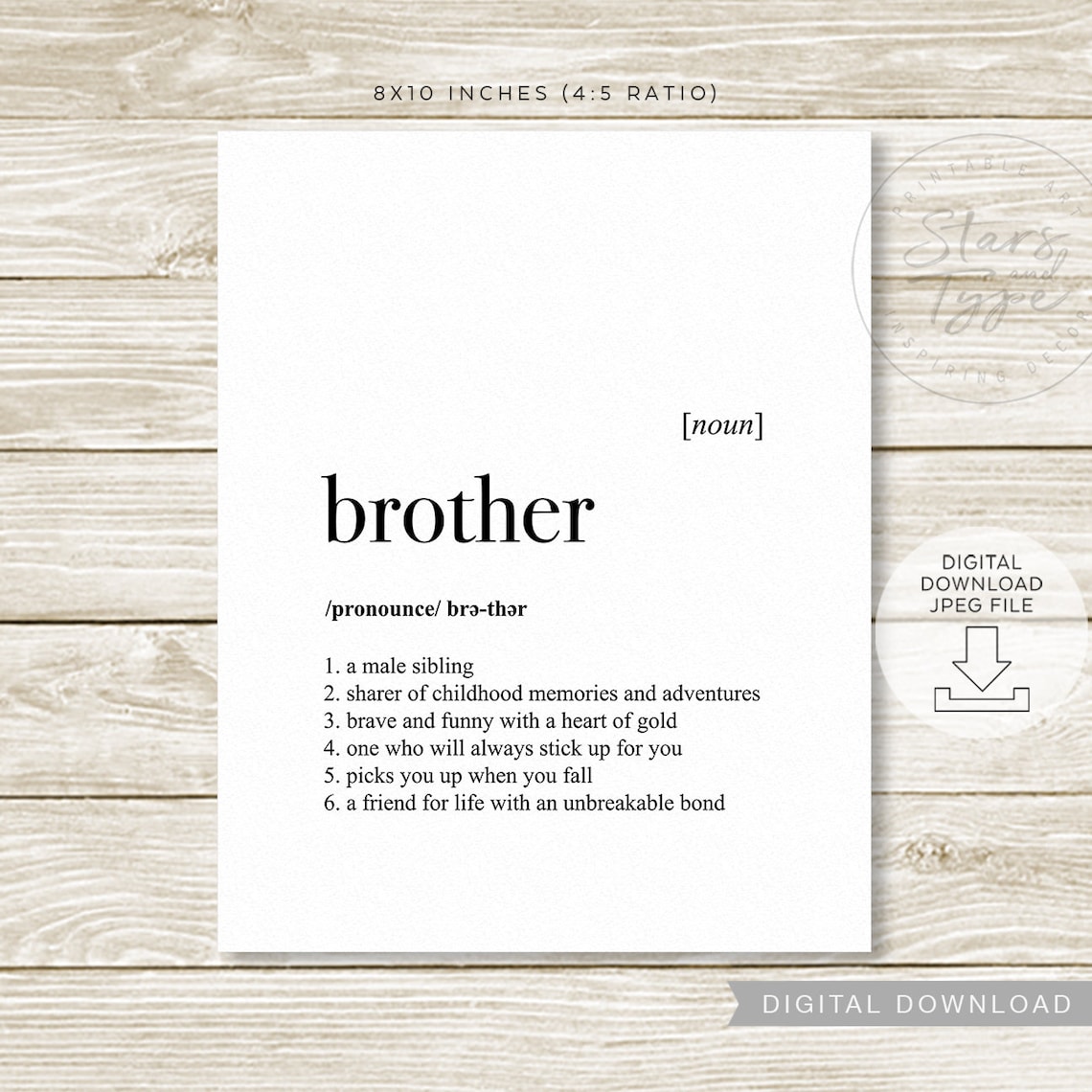 Brother Definition PRINTABLE Art Dictionary Meaning Special - Etsy UK