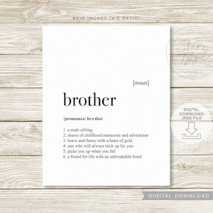 Brother Definition, PRINTABLE Art, Dictionary Meaning, Special Brother ...