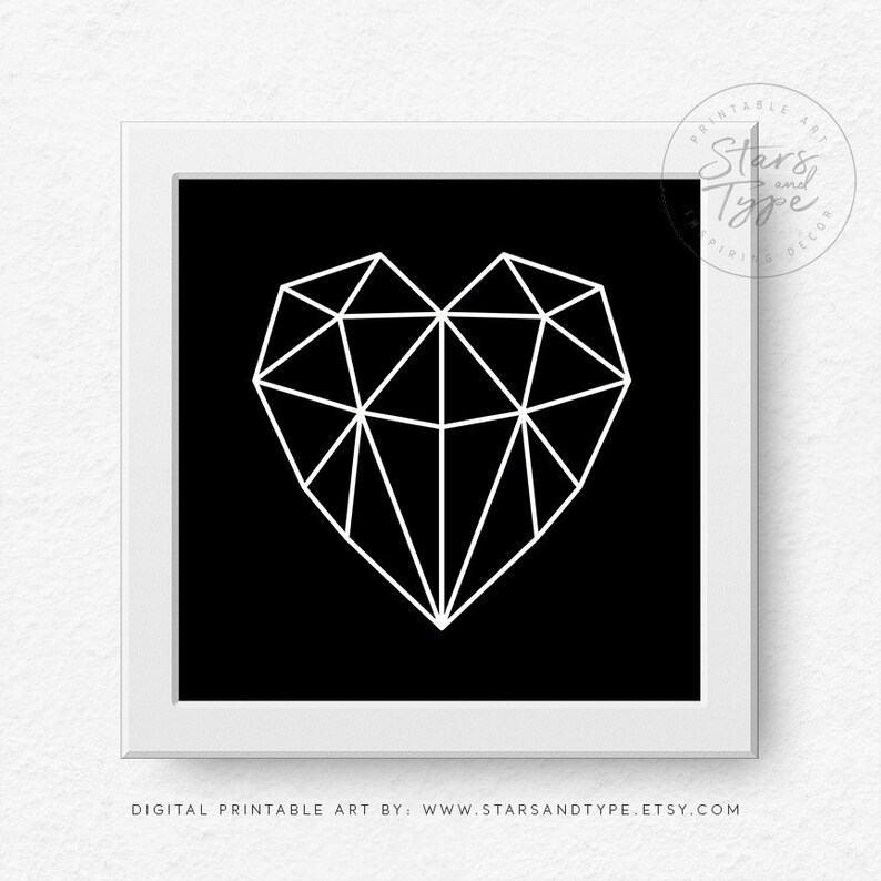 Geometric Heart PRINTABLE Wall Art Symmetrical design | Etsy Geometric Heart PRINTABLE Wall Art Symmetrical design | Etsy