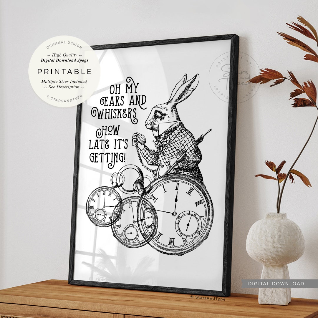 Late White Rabbit, PRINTABLE Art, Alices Adventures in Wonderland ...