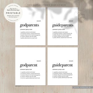 Godparents Definition, PRINTABLE Art, Godparent Guideparents Special ...