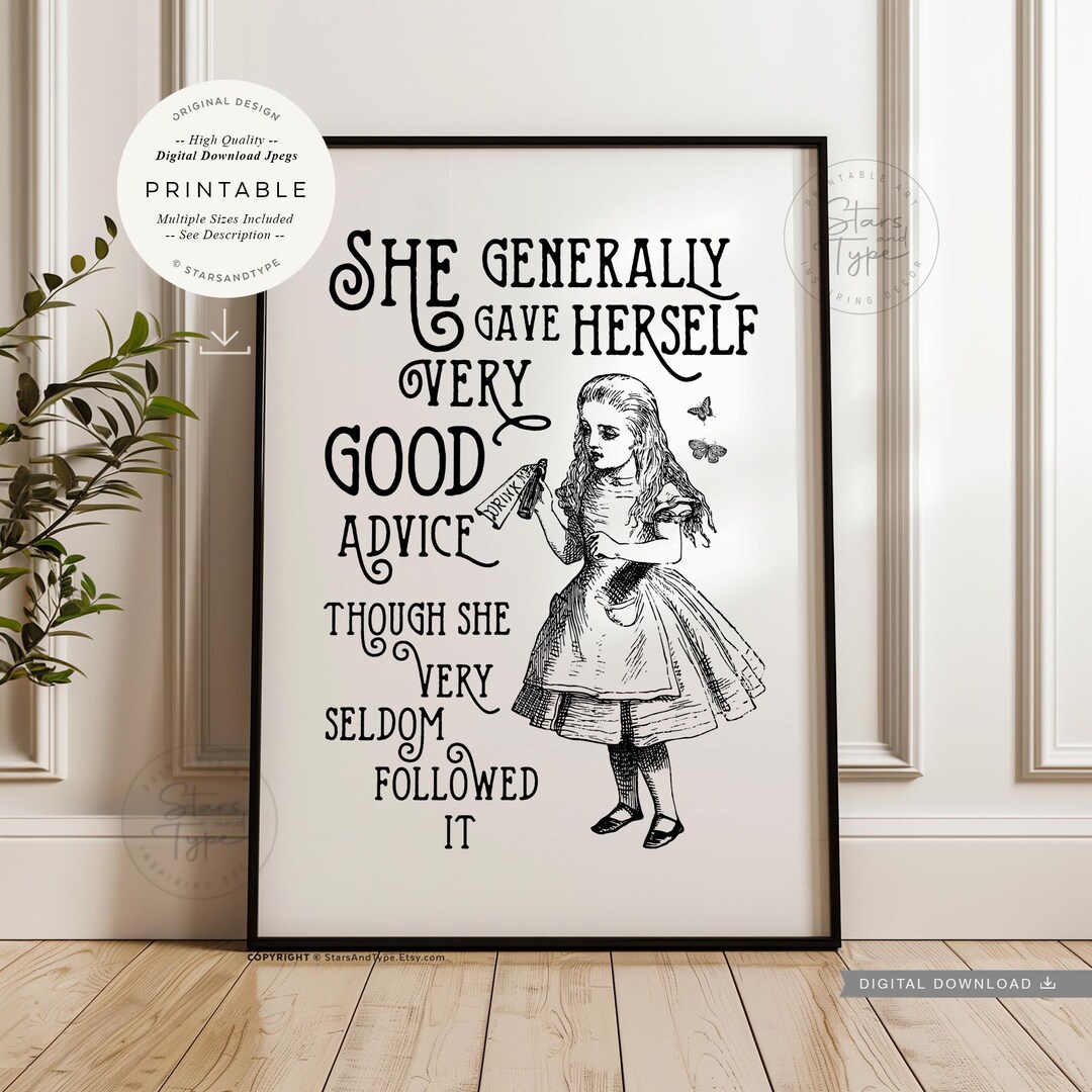 Good Advice, PRINTABLE Wall Art, Drink Me Illustration, Alice's ...