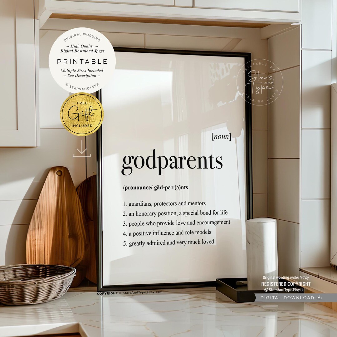 Godparents Definition, PRINTABLE Art, Godparent Guideparents Special ...