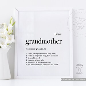 Grandmother Definition PRINTABLE Art Grandma Granny Nana - Etsy Canada