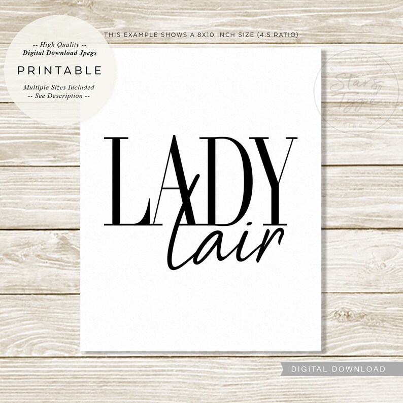 Lady Lair PRINTABLE Wall Art Home Office Work Space Desk | Etsy UK