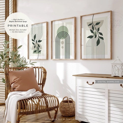 Navy Blue Mid Century Modern Geometric Art Set of 3 Prints - Etsy