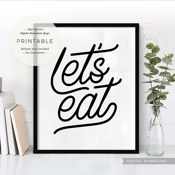 Let's Eat PRINTABLE Wall Art Dining Room Kitchen Decor - Etsy