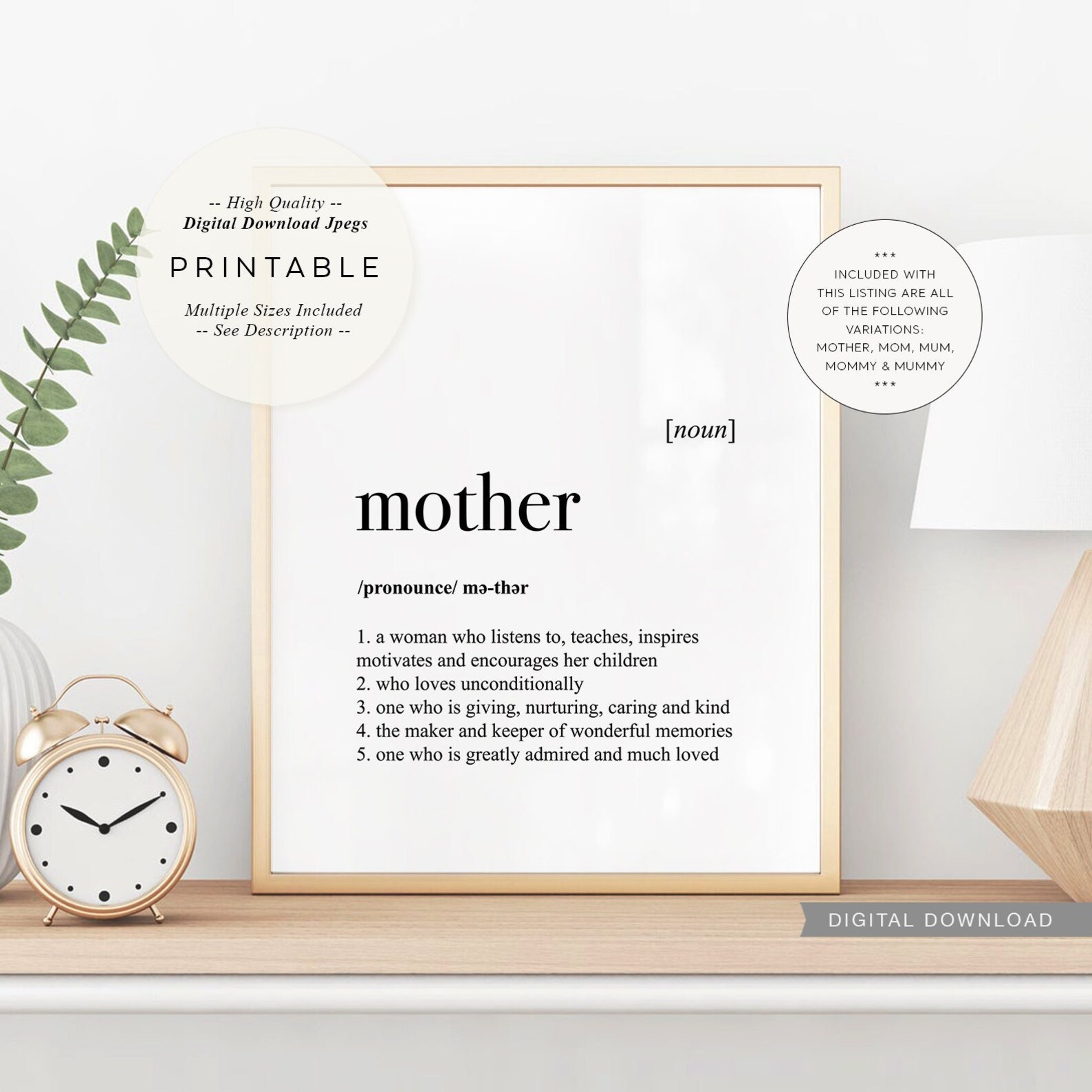 Mother Definition PRINTABLE Art Mother's Day Gift - Etsy