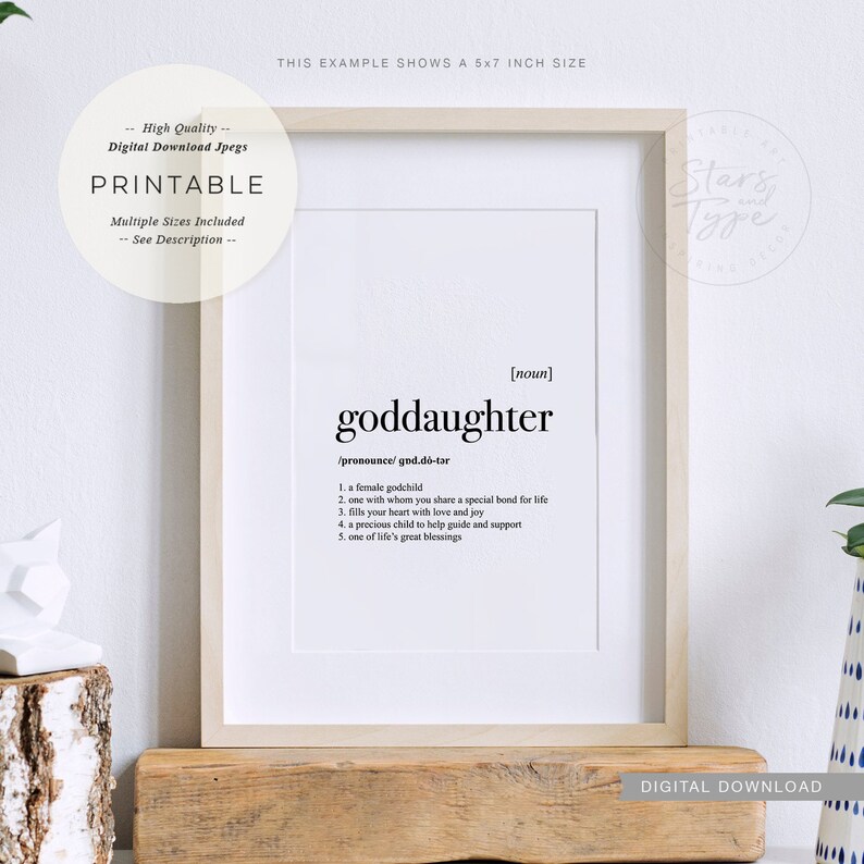 Goddaughter Definition PRINTABLE Art Dictionary Meaning - Etsy Canada