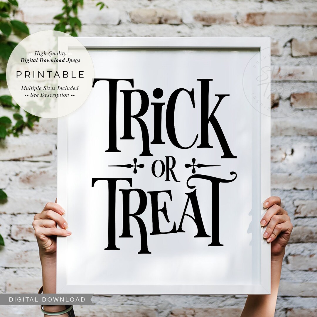 Trick or Treat Halloween PRINTABLE Art Decor Spooky - Etsy