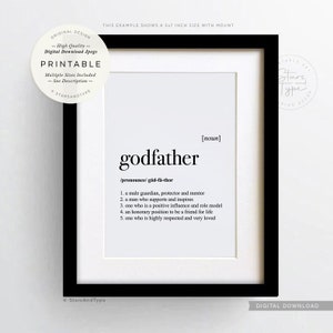 Godfather Definition, PRINTABLE Art, God Father Baptism Christening ...